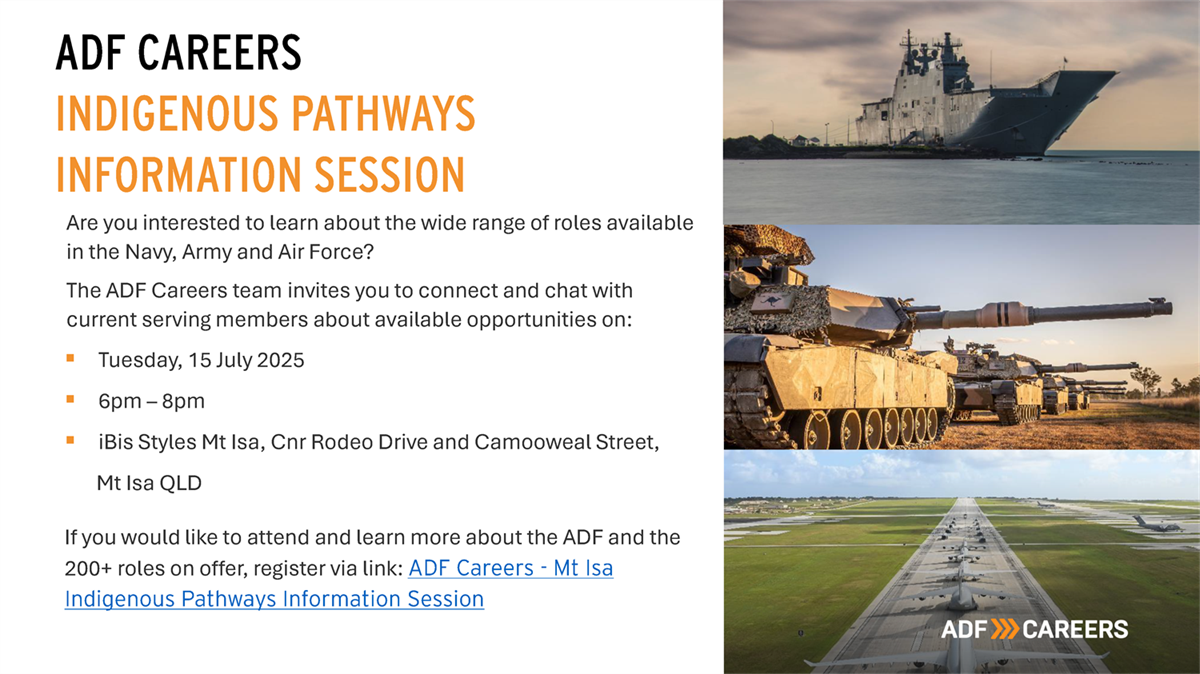 ADF Careers Indigenous Pathways Information Session | Mount Isa City ...